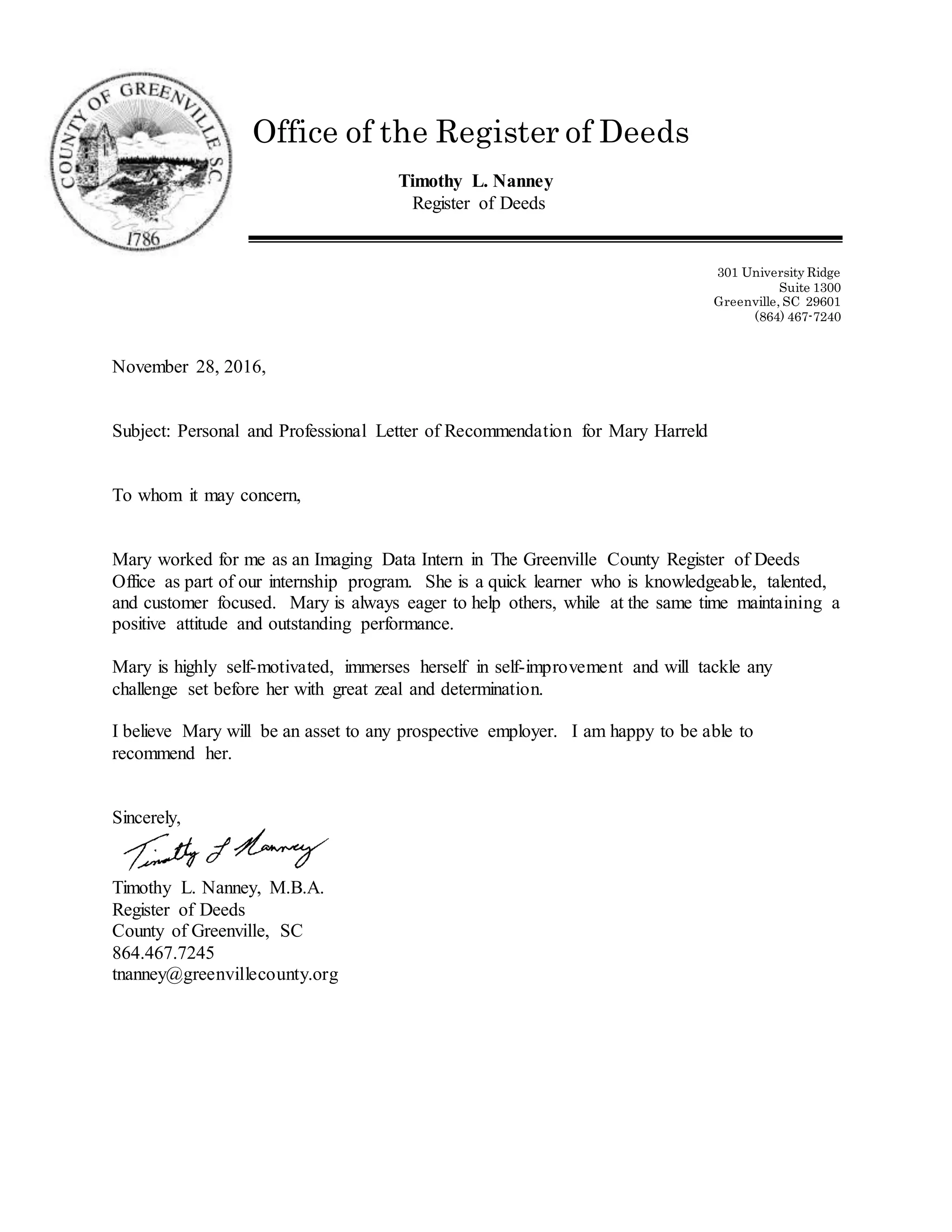 Tim Nanney ROD Letter of Recommendation | DOCX