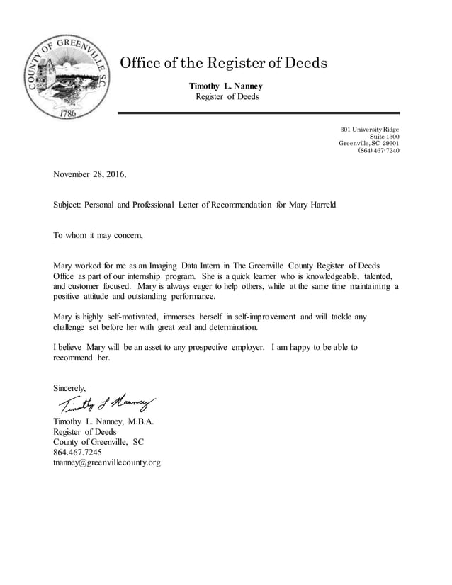 Tim Nanney ROD Letter of Recommendation | PDF