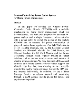 Ece abstract | DOCX | Smart Home | Home & Garden