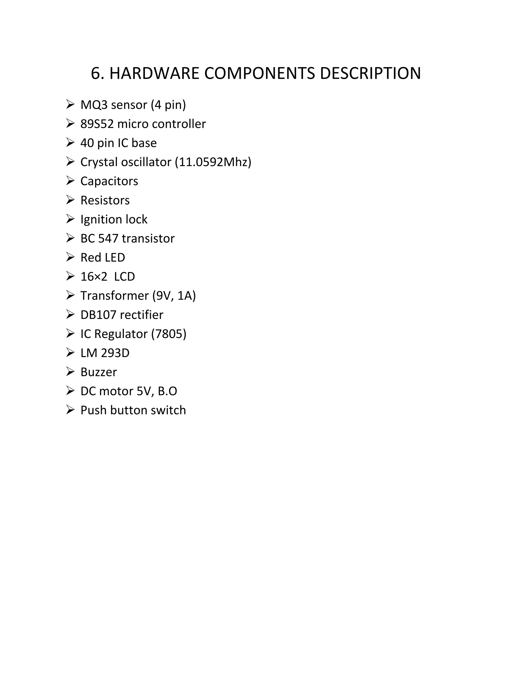 Alcohol Sensing Alert With Engine Locking Project Pdf