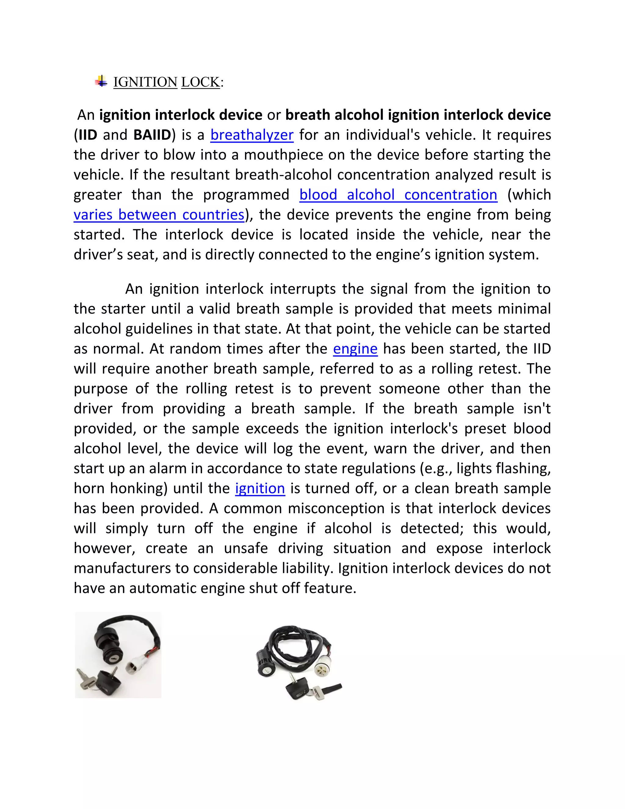 Alcohol sensing alert with engine locking project | PDF