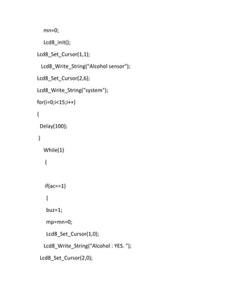 Alcohol sensing alert with engine locking project | PDF