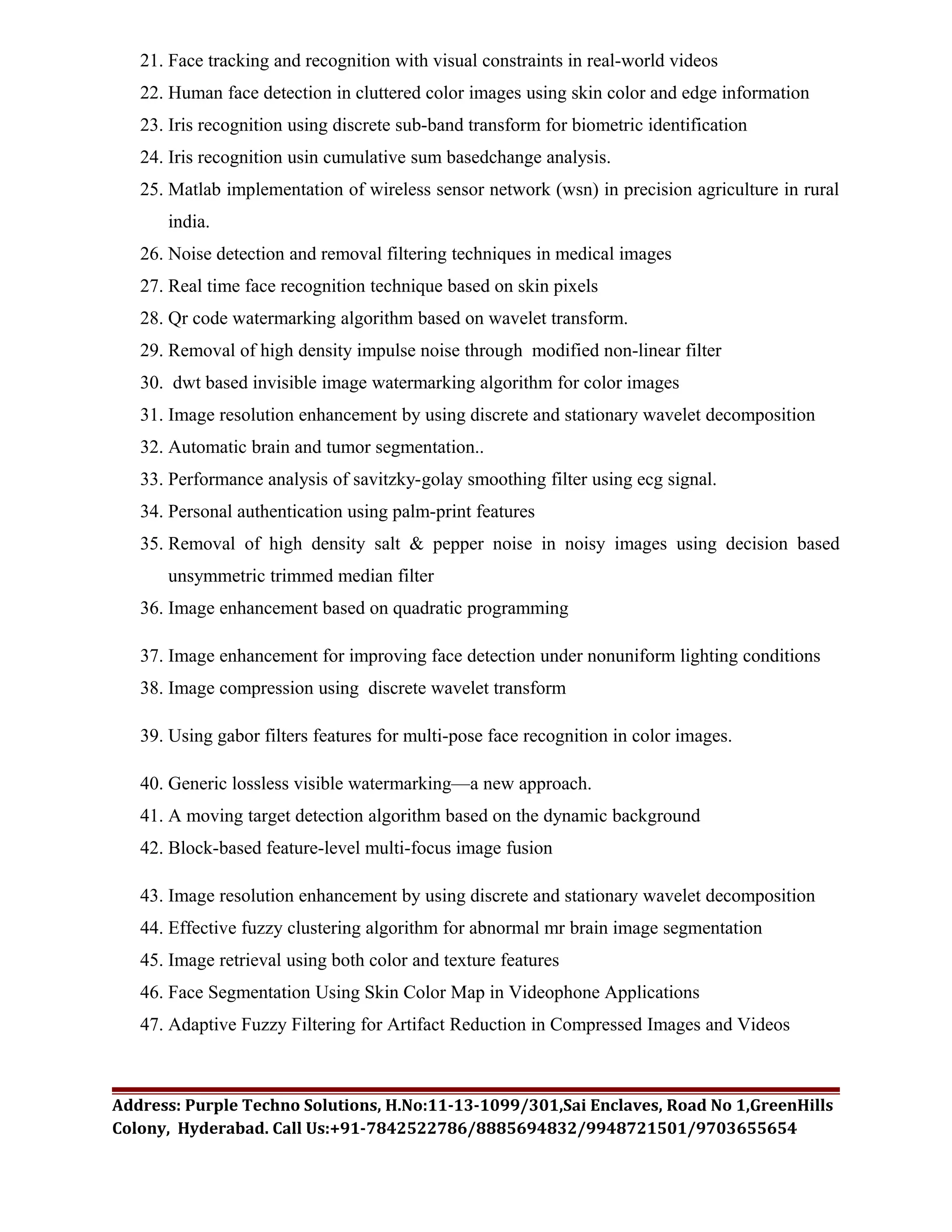 Ece dsp dip main project list | DOC