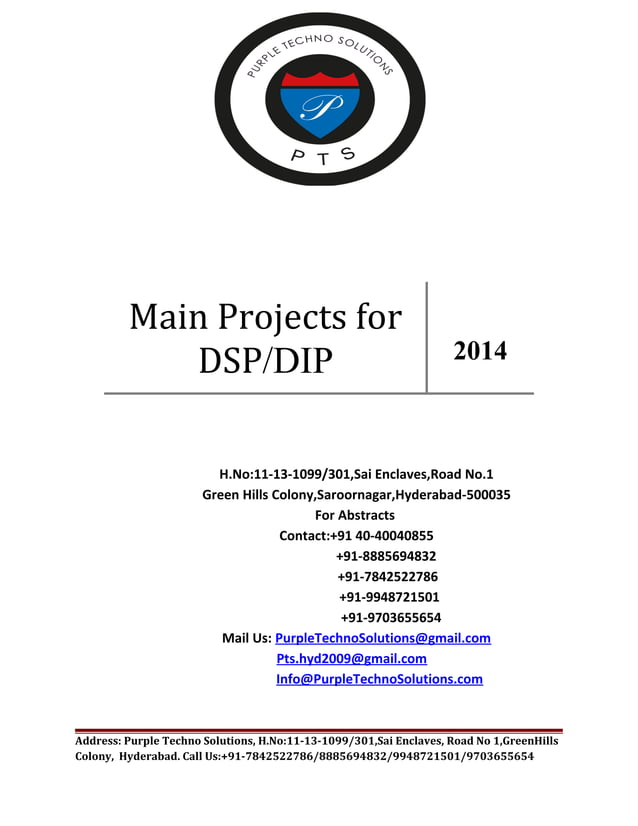 Ece dsp dip main project list | DOC
