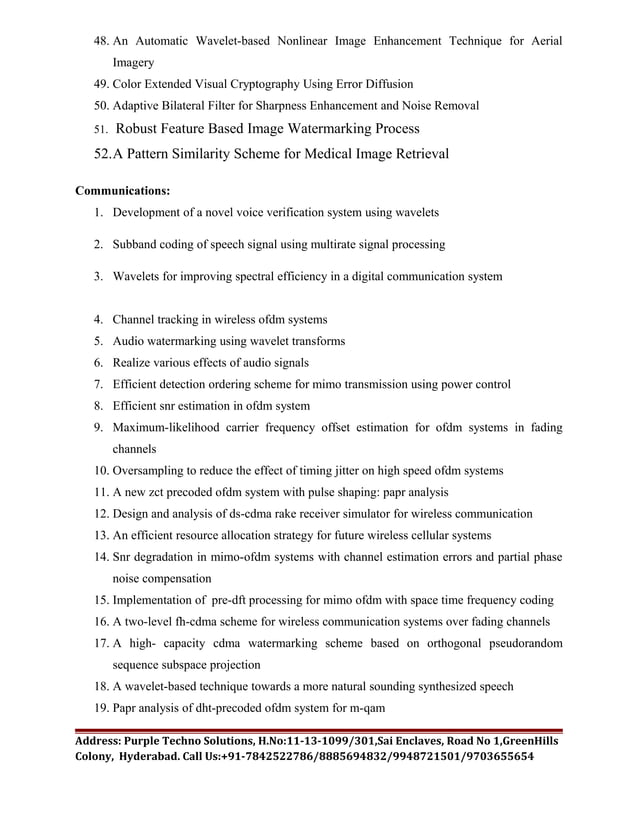 Ece Dsp Dip Main Project List Doc