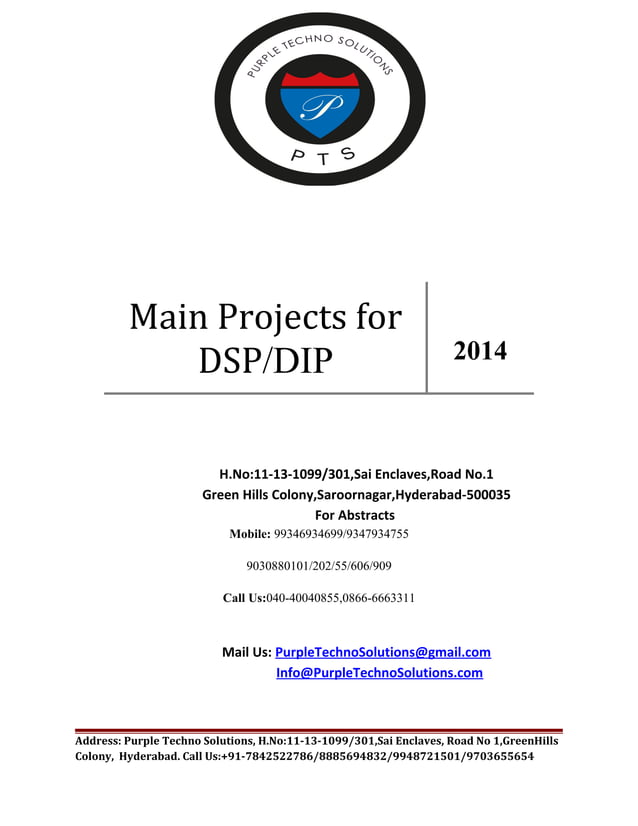 Ece dsp dip main project list | PDF