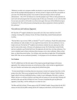 2013 FIU PANTHERS SOFTBALL PREVIEW | PDF