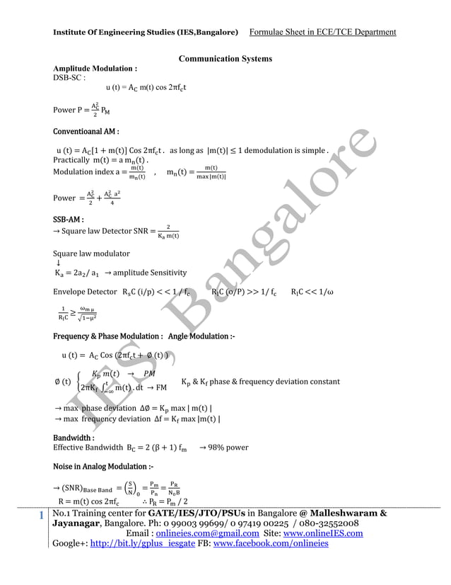 Ece formula sheet | PDF | Physics | Science