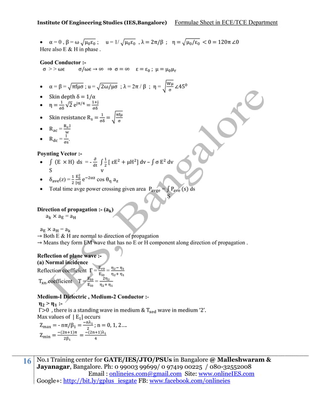 Ece formula sheet | PDF | Physics | Science