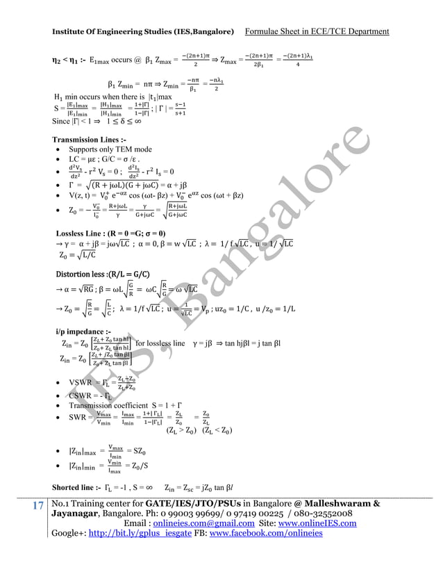 Ece formula sheet | PDF | Physics | Science