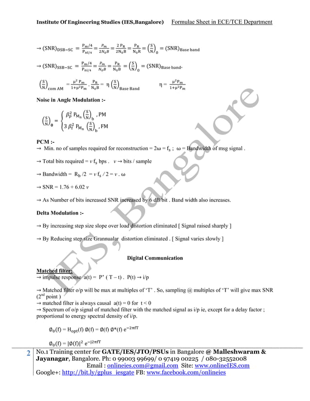 Ece formula sheet | PDF | Physics | Science