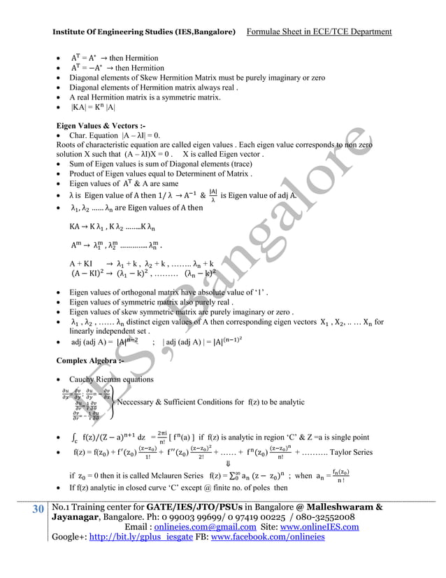 Ece formula sheet | PDF | Physics | Science