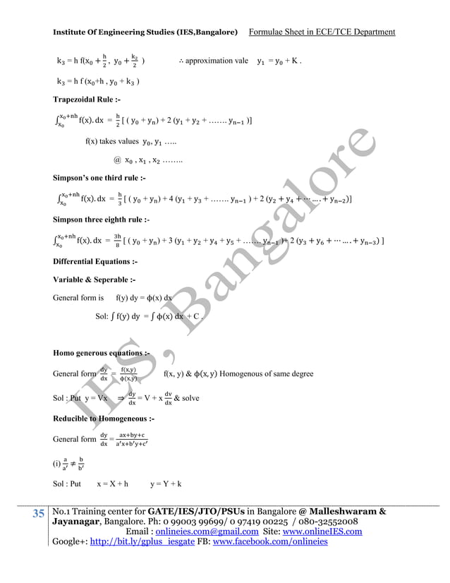 Ece formula sheet | PDF | Physics | Science