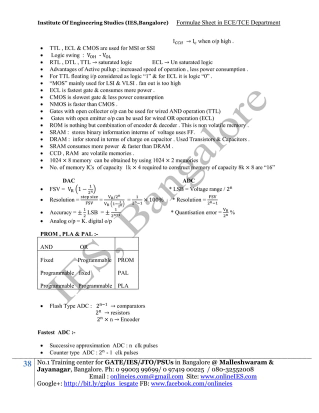 Ece formula sheet | PDF | Physics | Science