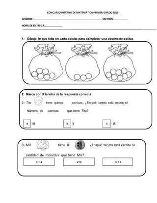 Examen De Matematicas 1er Grado