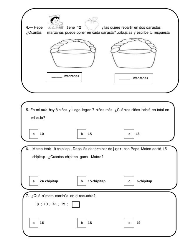 Prueba ECE primer grado de primaria (matemática)