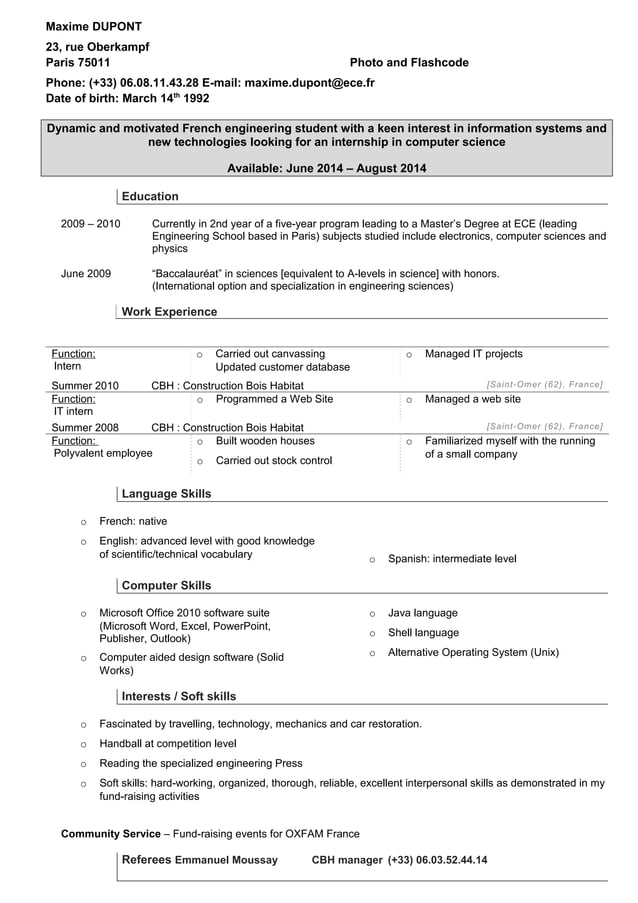 ECE model CV. Use this as a model. You can do even better! | DOC ...