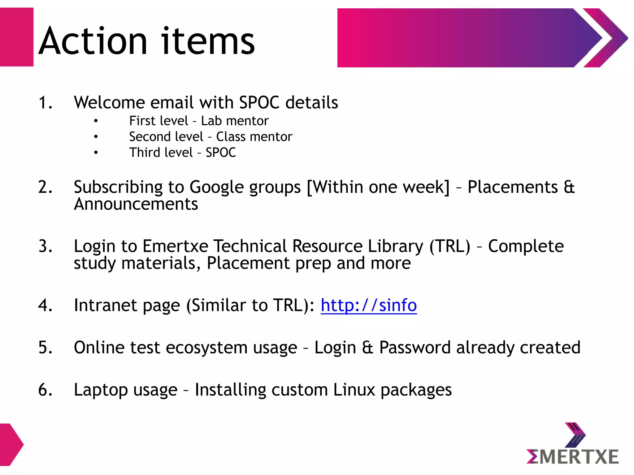 Emertxe Certified Embedded Professional (ECEP) : Induction | PDF