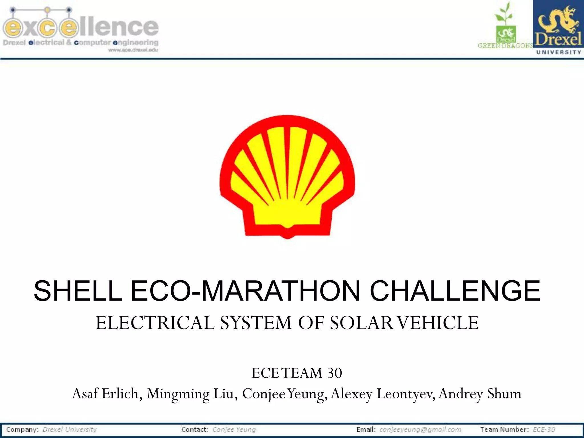 Eco Shell Marathon Senior Design Initial Progress Presentation | PDF