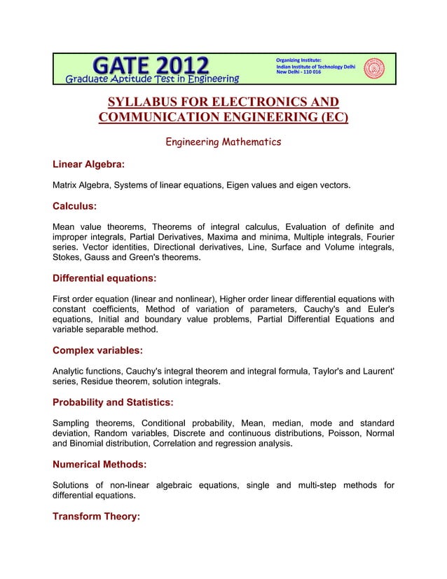 Ece syllabus | PDF