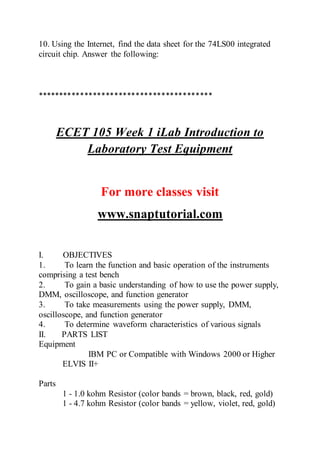 Ecet 105 Education Specialist -snaptutorial.com