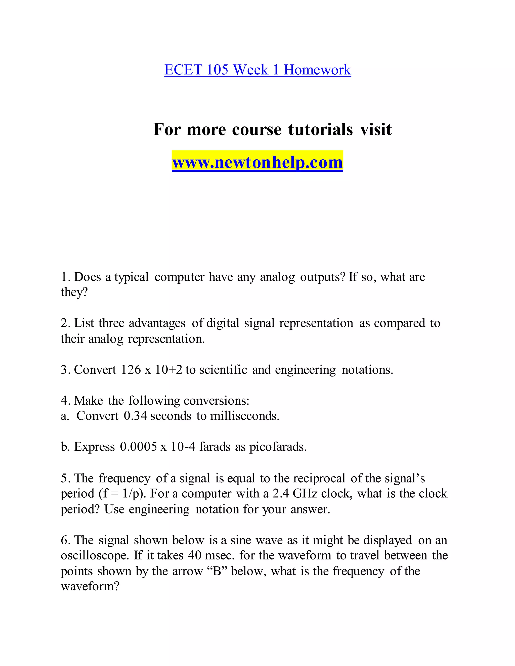 Ecet 105 Education is Power/newtonhelp.com