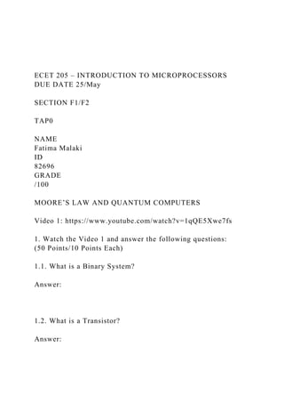 ECET 205 – INTRODUCTION TO MICROPROCESSORSDUE DATE 25May.docx