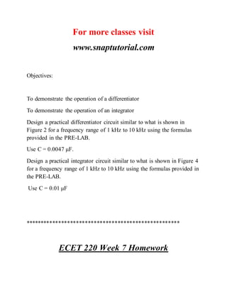 ECET 220 Enthusiastic Study / snaptutorial.com