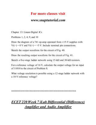 ECET 220 Enthusiastic Study / snaptutorial.com