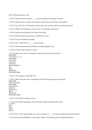 Ecet 330 final exam new 2016 | PDF