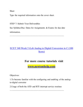 Ecet 340 Education is Power/newtonhelp.com