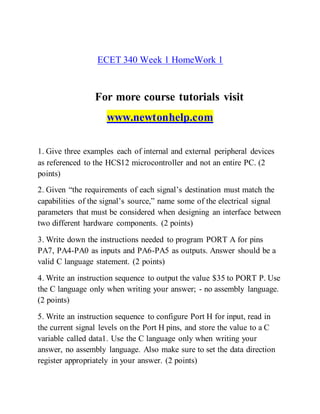 Ecet 340 Education is Power/newtonhelp.com