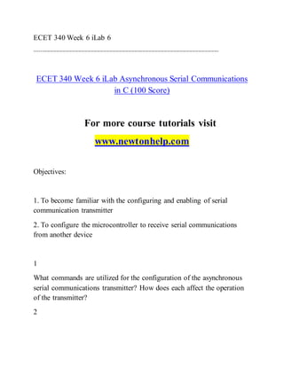 Ecet 340 Education is Power/newtonhelp.com