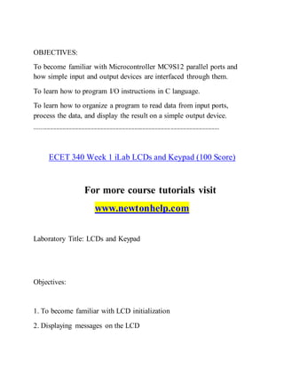 Ecet 340 Education is Power/newtonhelp.com