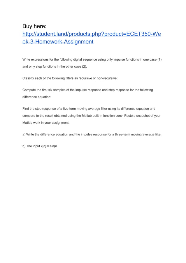 ECET350 Week 3 Homework Assignment | PDF