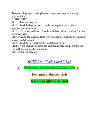 ECET 360 help A Guide to career/Snaptutorial | PDF