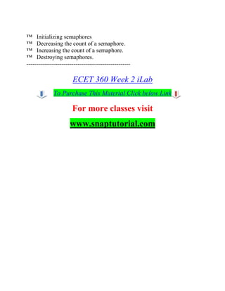 ECET 360 help A Guide to career/Snaptutorial | PDF