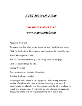 Ecet 360 Success Begins / snaptutorial.com