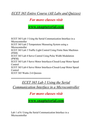 Ecet 365 Enhance teaching / snaptutorial.com