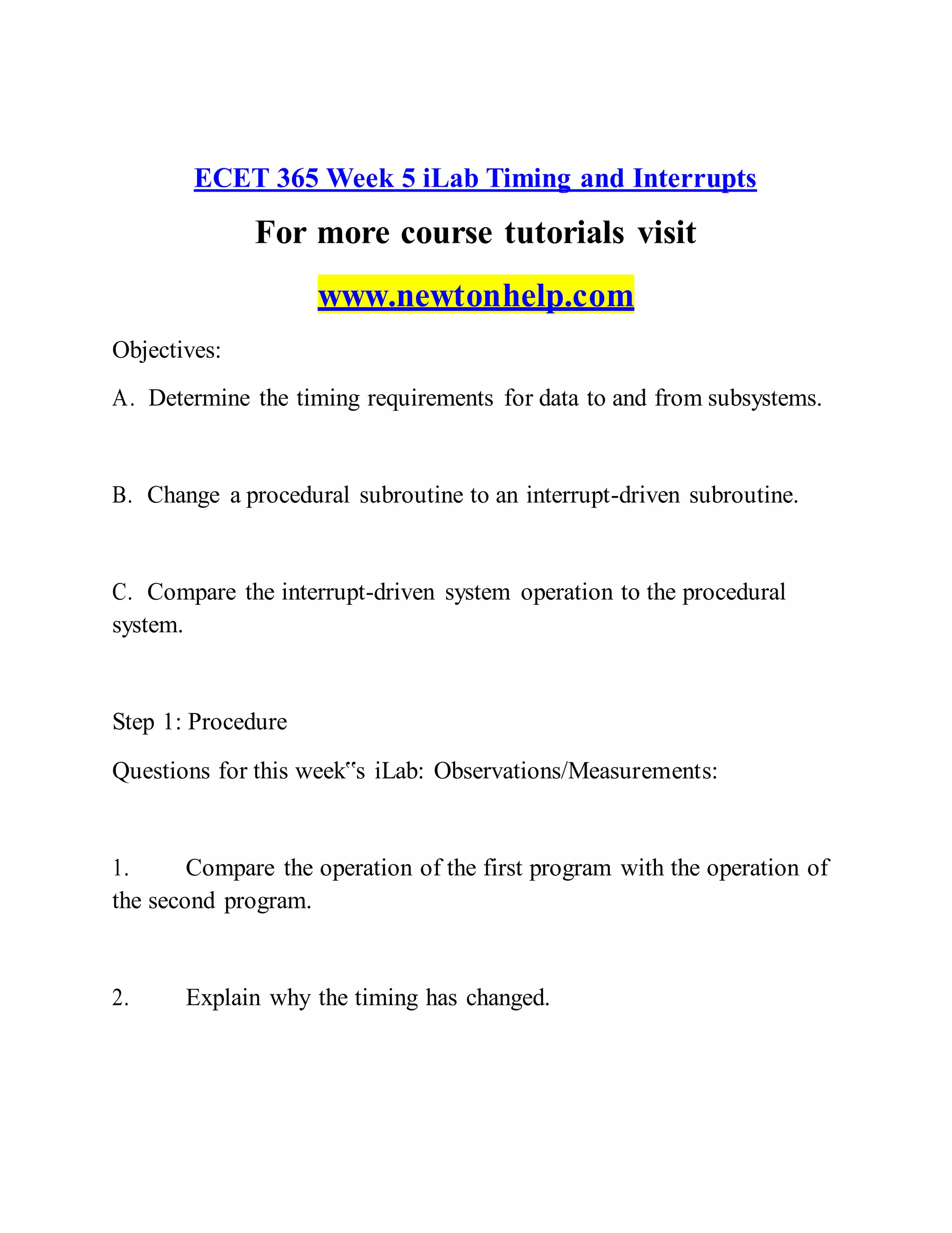 ECET 365 Success Begins/Newtonhelp.com