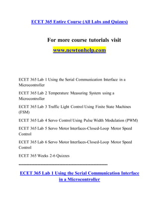 ECET 365 Success Begins /newtonhelp.com | PDF