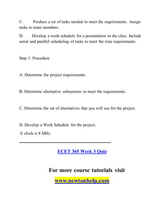 ECET 365 Success Begins /newtonhelp.com | PDF