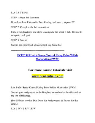 ECET 365 Success Begins /newtonhelp.com | PDF