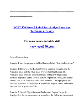 ECET 370 Education Planning--ecet370.com