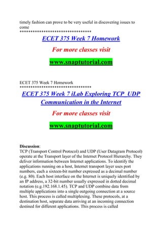 Ecet 375 Enhance teaching / snaptutorial.com