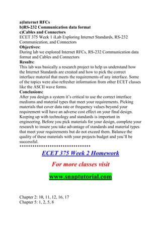 Ecet 375 Enhance teaching / snaptutorial.com