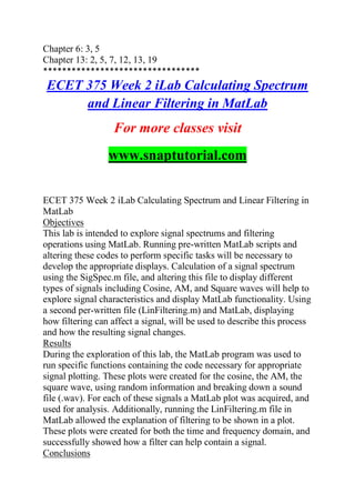 Ecet 375 Enhance teaching / snaptutorial.com