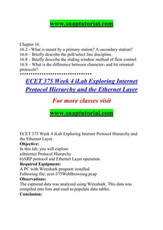 Ecet 375 Enhance teaching / snaptutorial.com