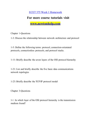 ECET 375 Success Begins/Newtonhelp.com | Computer Networking | Computing