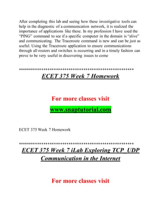 Ecet 375 Education Redefined - snaptutorial.com